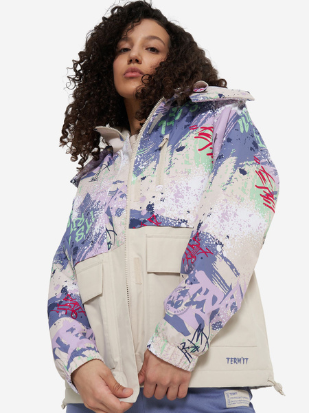 Куртка Женский Termit разноцветный Переработанные материалы, размер 50, 52 Демисезон Полиэстер ...