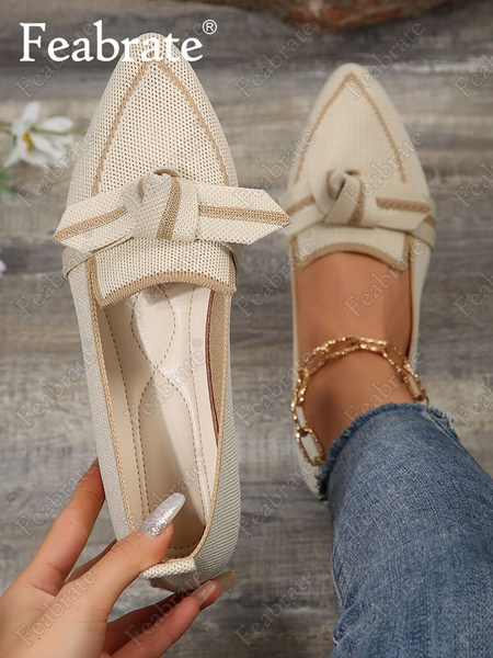 Балетки Женский Feabrate Текстиль, размер 36 R (средняя) с острым носом Закрытый нос, Тонкая ...