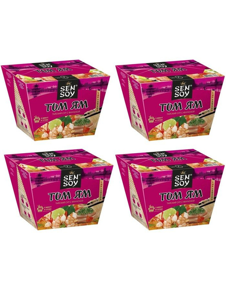 Вермишель Фунчоза Sen soy премиум под соусом Том Ям 125 гр - 4 штуки купить на OZON по низкой ...