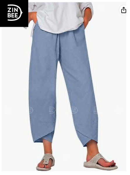 Бриджи Женский ZinBee синяя лазурь Хлопок Повседневный, размер 56 Эластичная Лето Китай Средняя ...