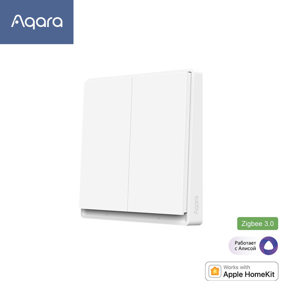 Характеристики Умный выключатель Aqara E1 двухклавишный без нулевой линии ZigBee 3.0 под круглый ...