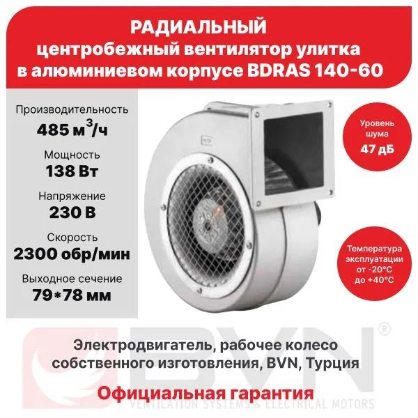 Вентилятор для твердотопливного котла, поддув котла BDRAS 140-60 ...