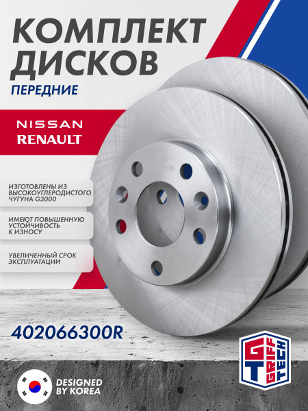 Комплект тормозных дисков передних Renault Duster , Kaptur , Nissan ...