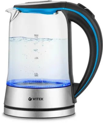 Чайник электрический Vitek 1.7л 2200Вт подсветка воды прозрачный черный (VT-7028) купить на OZON ...
