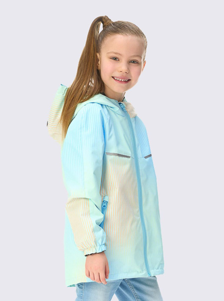 Ветровка Девочки OLDOS Карманы, Капюшон мятный, желтый капюшон Полиэстер, размер 122 Длинный ...