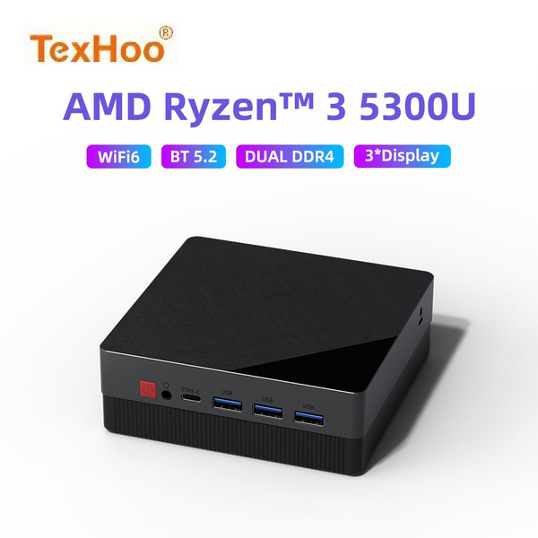 TexHoo Мини-ПК ZNR (AMD Ryzen 3 5300U, RAM 16 ГБ, SSD 512 ГБ, HDD 512 ...