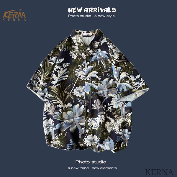 Рубашка Мужской KERNA черный графит Полиэстер Цветочный, размер 52 облегающий Пуговицы Китай ...