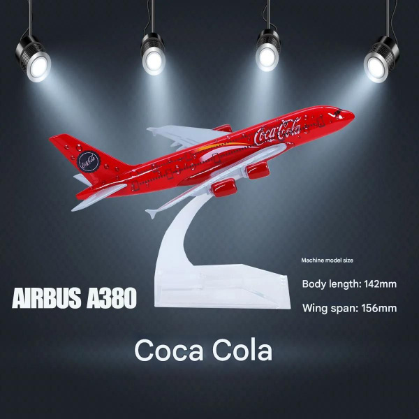 Характеристики 14 см металлическая модель самолета AIRBUS A380 Coca ...