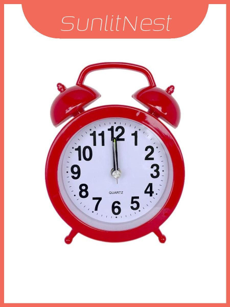 будильник classic key wound alarm clock с бесшумной стрелкой, красный ...