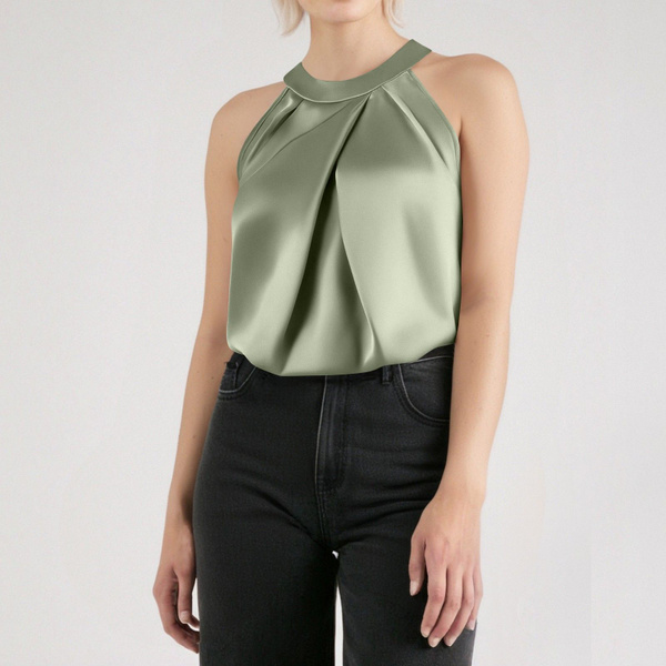 Топ Женский HXD зеленый, размер 46 Микрополиэстер Без рукавов Повседневный Китай купить c ...