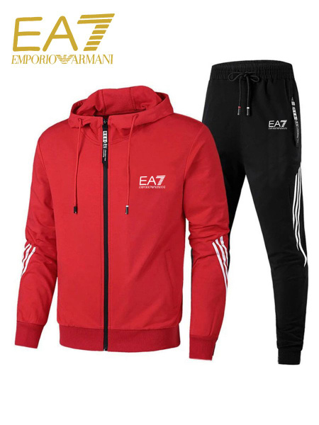 Костюм спортивный Мужской, Женский EA7 Спортивный алый, размер 42, 44 Микрополиэстер Логотип ...