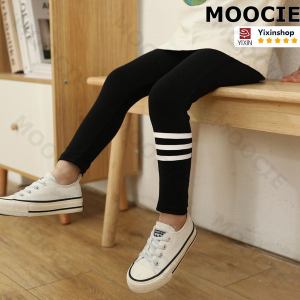 Легинсы Девочки MOOCIE черный Домашний, размер 120 Лето Китай Однотонный, Полоска купить c ...