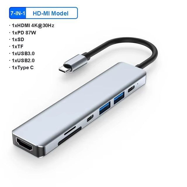 Характеристики Адаптер переходник (картридер) Essager с Type-C на 2 USB 3.0 / SD / Micro SD ...