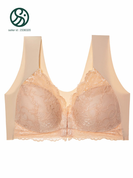 Бюстгальтер Женский с застежкой спереди, размер 90D, 90E бежевый Кружево Китай застежка спереди ...
