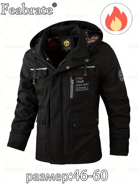 Куртка Мужской Feabrate черный пиджачный Полиэфирное волокно, размер 58 Длинный Демисезон ...