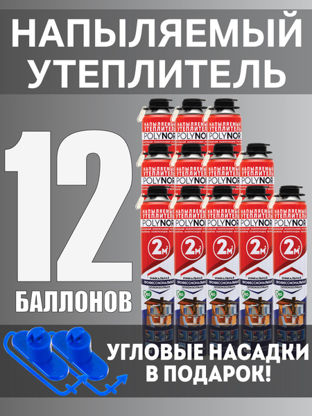 №4 Напыляемый утеплитель POLYNOR (12 баллонов + 2 насадки для пола и потолка) купить на OZON по ...