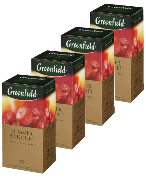 Чайный напиток Greenfield Summer Bouquet, 4шт по 25пакетиков. Малина ...