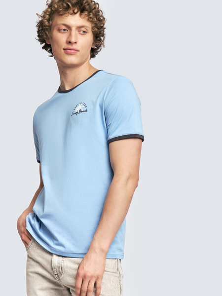 Футболка Мужской Zolla голубой, размер 52 Хлопок Повседневный Узбекистан, рост 182-188 купить c ...