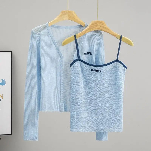 Комплект футболок Женский Miu Miu синий Длинный размер универсальный