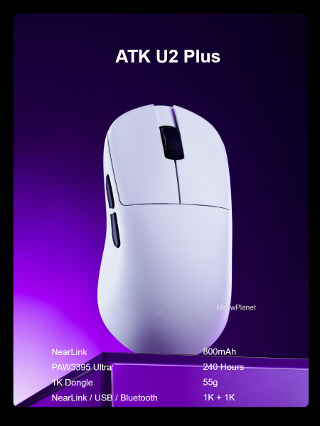 Игровая мышь беспроводная ATK беспроводная U2 , белый, кремовый купить c доставкой на OZON по ...