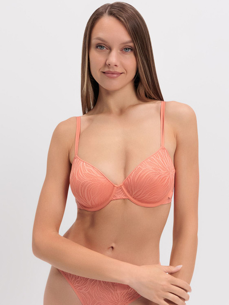 Бюстгальтер Женский Calvin Klein Underwear классическая чашка, размер 75B персиковый Полиамид ...