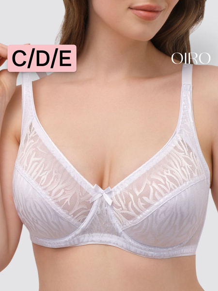 Бюстгальтер Женский OIRO мягкая чашка на каркасе, размер 85C белый муар Нейлон, Спандекс ...
