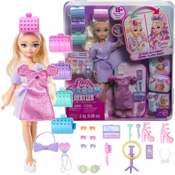 Кукла Mattel Barbie Dream Besties - Кукла Малибу в халате с бигуди и ...