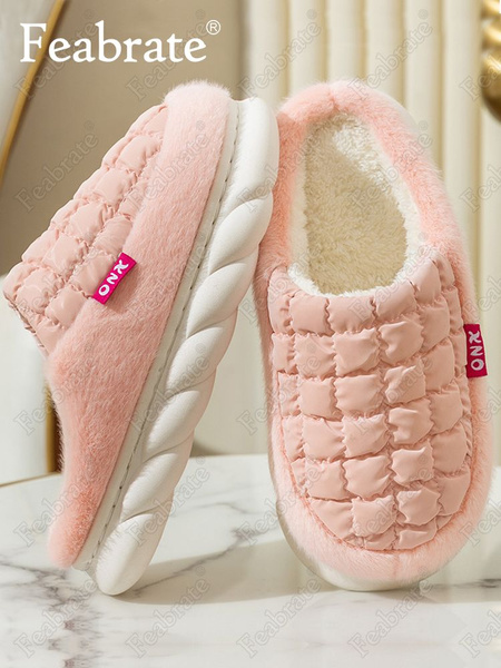 Тапочки Женский Feabrate, размер 38, 39 R (средняя) розовый Закрытый нос, Толстая подошва Без ...