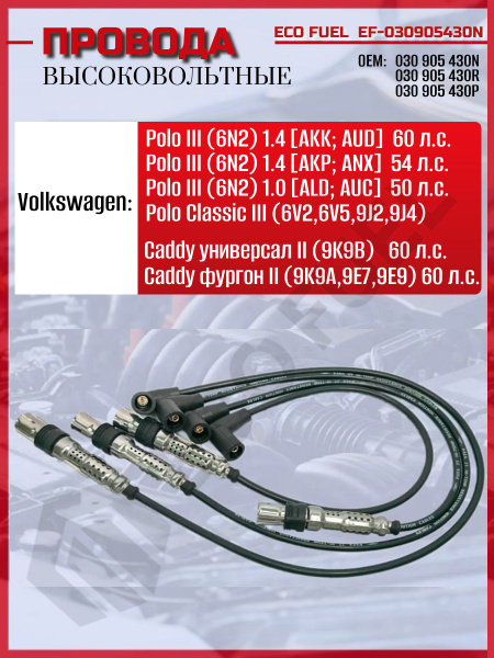 Высоковольтные провода для Volkswagen Polo III, Seat Arosa ...