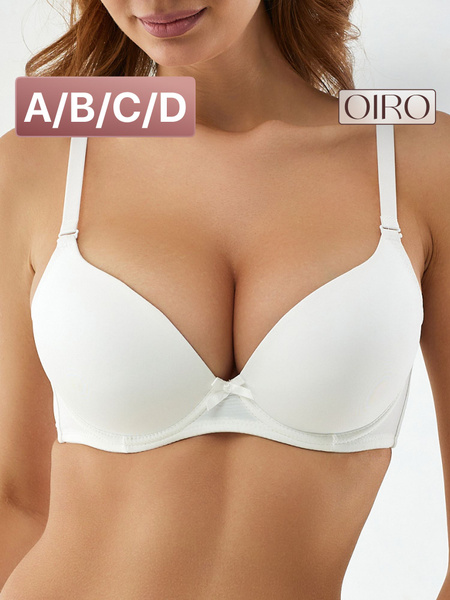 Бюстгальтер Женский OIRO классическая чашка, на косточках, размер 90C белый Полиэстер, Эластан ...