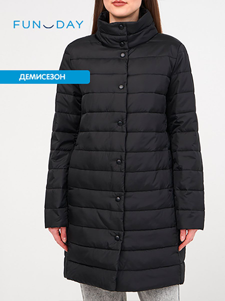 Пальто FUNDAY, Демисезон, размер 52, 54, цвет черный, Текстиль - купить по выгодной цене в ...