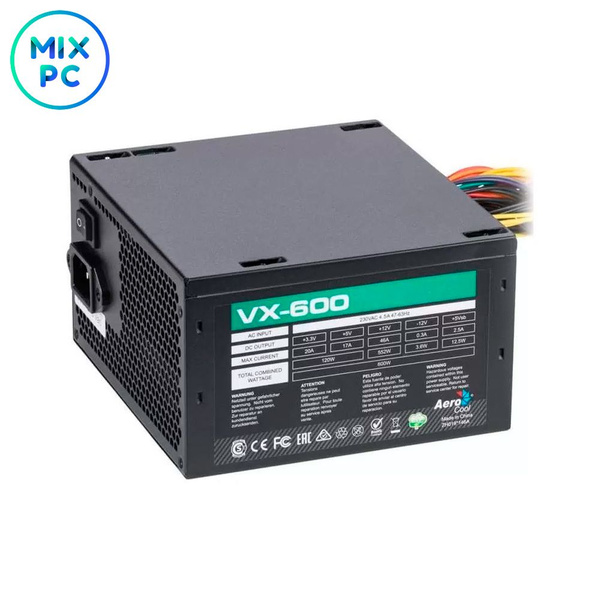 Aerocool Блок питания компьютера VX-600 PLUS, 600 Вт (VX-600 PLUS ...