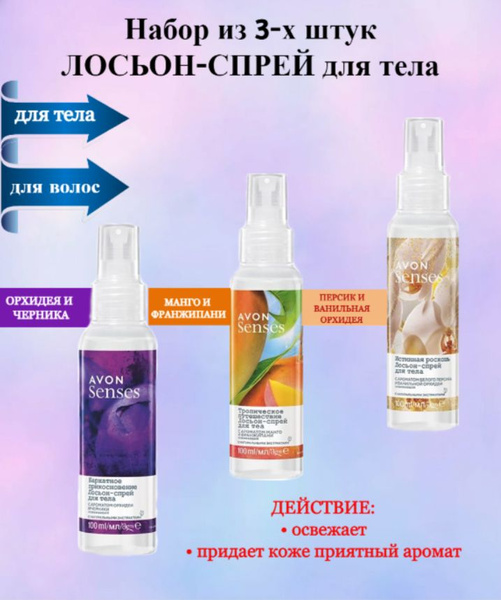 Набор Senses освежающий лосьон-спрей для тела-Мист для тела- Эйвон ...
