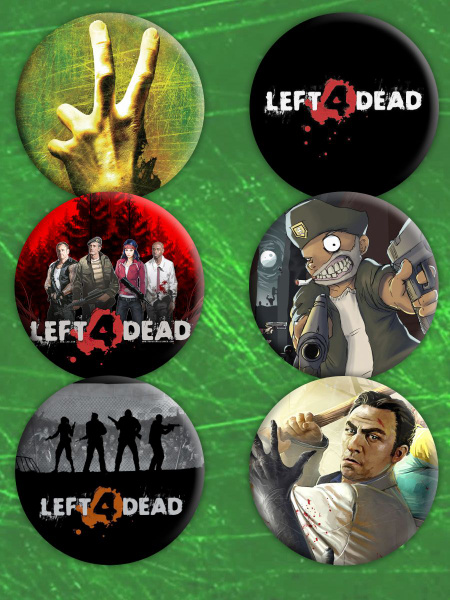 Набор значков Left 4 Dead 6 шт 44 мм/ Left 4 Dead/ Лефт фо дед - купить ...