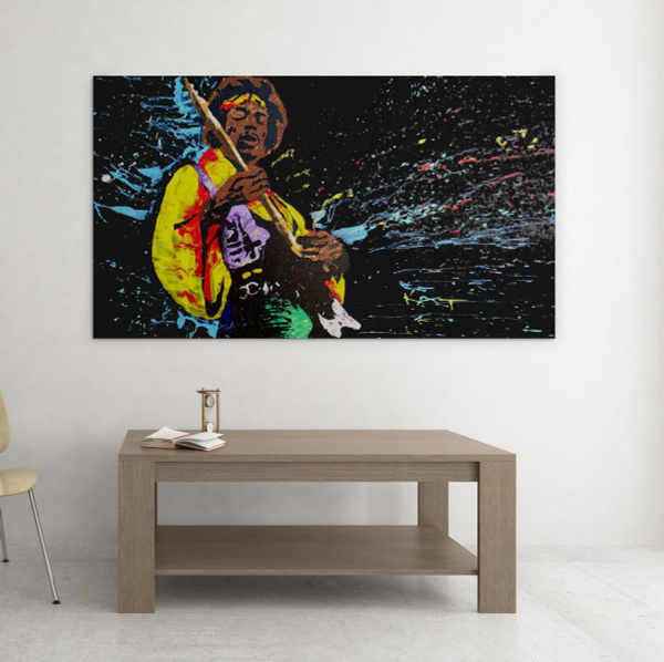 Интерьерная картина на натуральном холсте Джимми Хендрикс 50 х 75 см купить по низкой цене