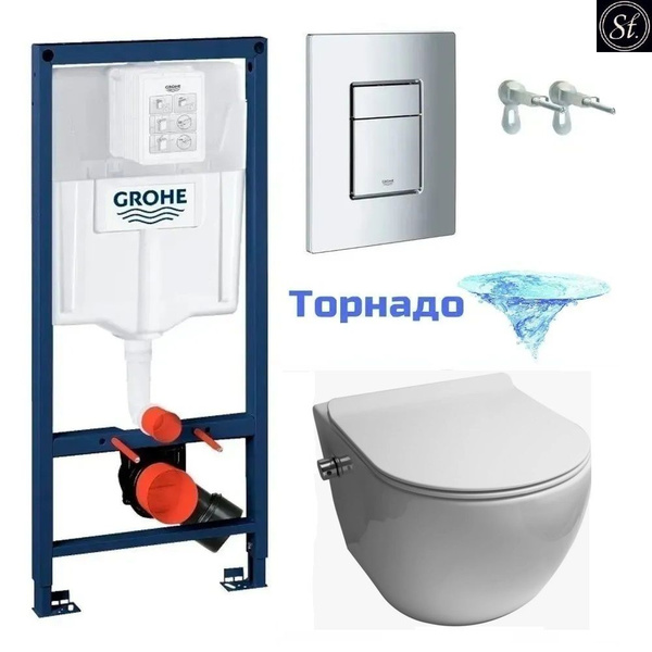 Комплект унитаза c инсталляцией GROHE, направление выпуска ...