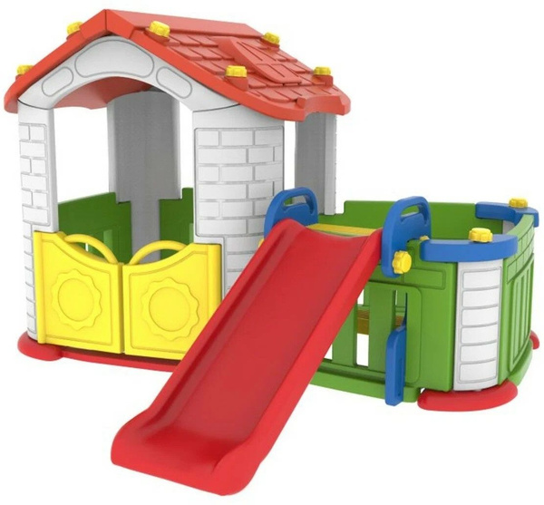 Игровой домик с забором и горкой Toy Monarch CHD-803 - белый - купить с доставкой по выгодным ...