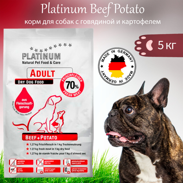 Platinum Dog Adult Beef Potato беззерновой корм для собак, говядина и ...