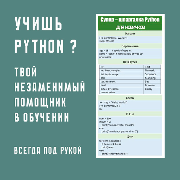 Python шпаргалка для новичков купить с доставкой по выгодным ценам в интернет магазине Ozon