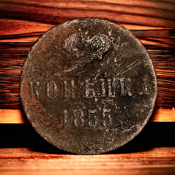 Монета Российской Империи Копейка 1855 года. Николай I - купить в интернет-магазине OZON с ...
