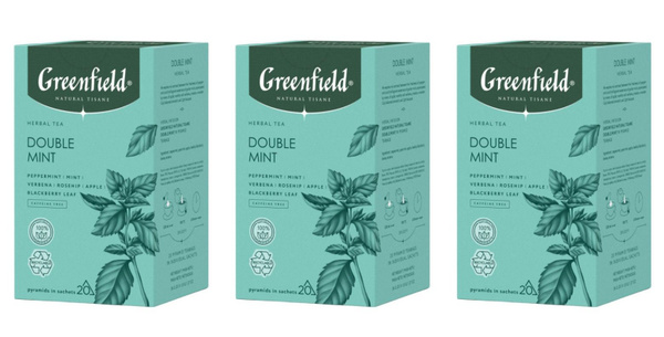 Greenfield Чайный напиток Natural Tisane Double Mint, 20 пак, 3 уп ...