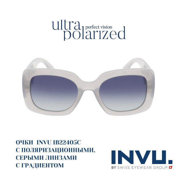 Очки солнцезащитные женские в полу прозрачной оправе INVU IB22405 с ...