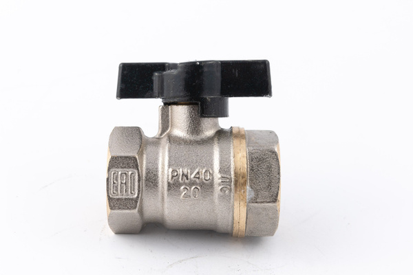 Кран шаровый муфтовый двусоставной ВР/ВР латунный никелированный (2PC), DN20 (3/4"), PN40, ручка ...