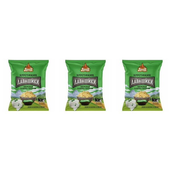 Azar Хрустящие лавашики Со вкусом Сметана с луком, 90 г, 3 уп - купить ...