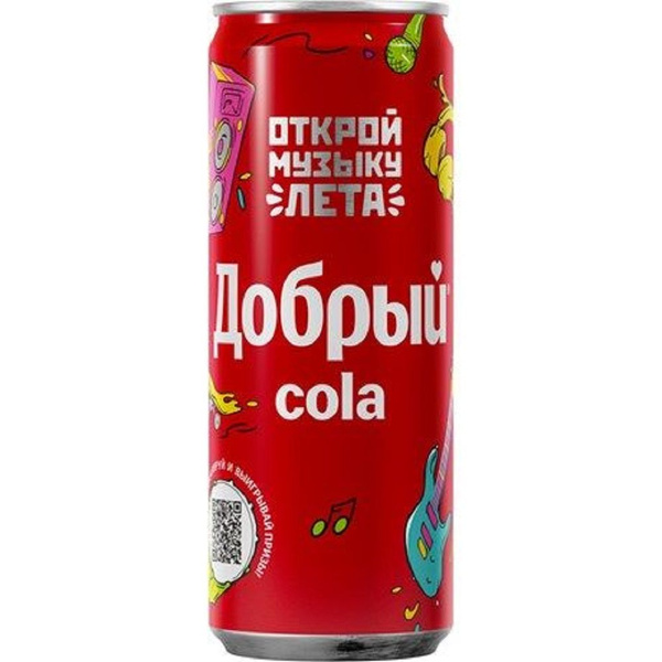 Напиток безалкогольный сильногазированный, Добрый Кола, 6шт х 0.33л, жб ...