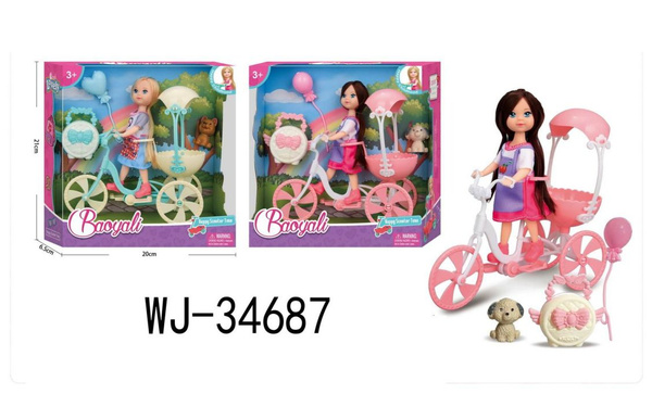 Игровой набор Junfa Кукла 13 см на велосипеде с питомцем 2 вида - купить с доставкой по выгодным ...