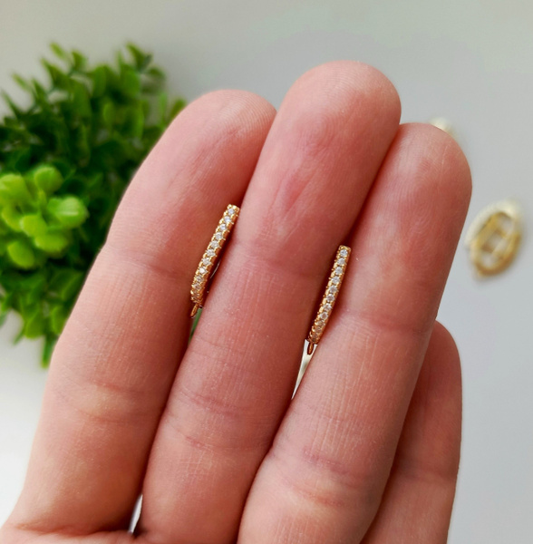 Швензы для сережек английский замок с фианитами позолота 1 пара Корейская фурнитура для