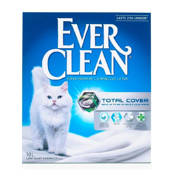 Ever Clean наполнитель комкующийся 10л Total Cover с микрогранулами ...