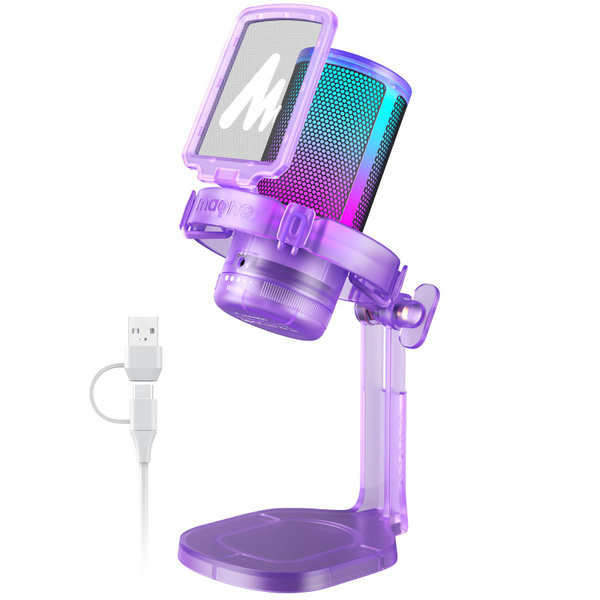 Конденсаторный USB-микрофон Maono DGM20 с подсветкой RGB для компьютера ...