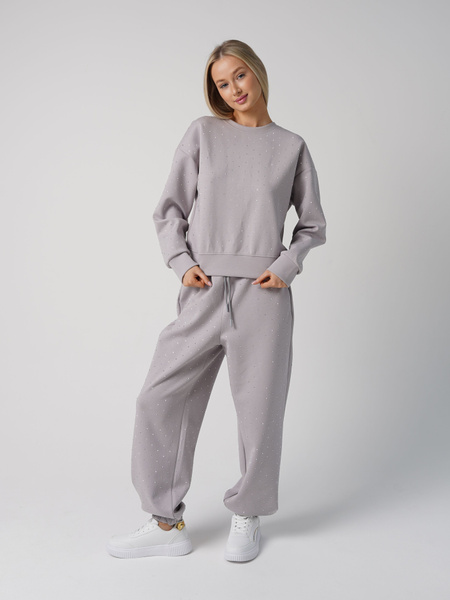 Костюм спортивный Женский МОДНАЯ ОДЕЖДА брючный серый, размер 48, 50 ...